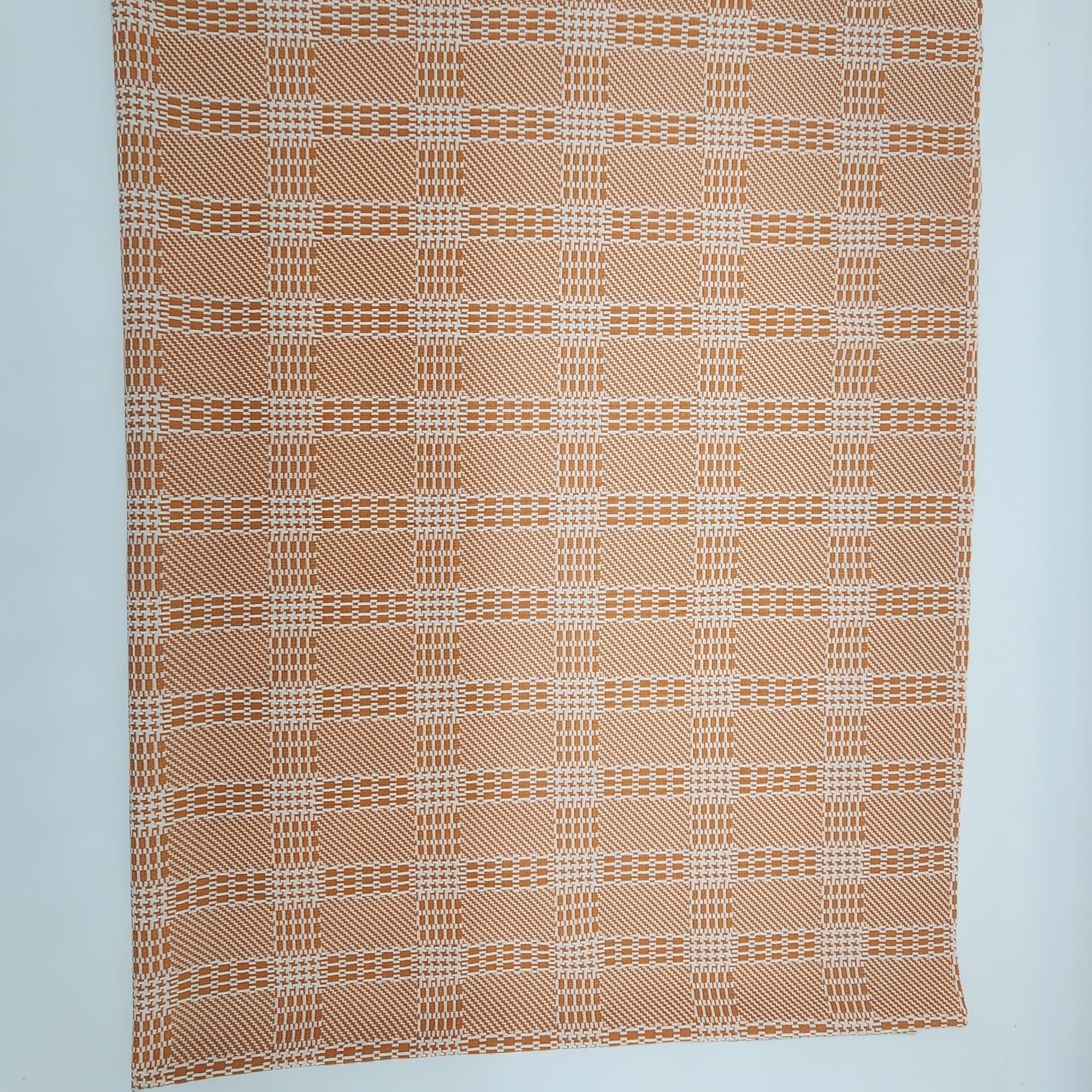 1960s 70s Double Knit Polyester Fabric Geometric Check Orange White 61 ...