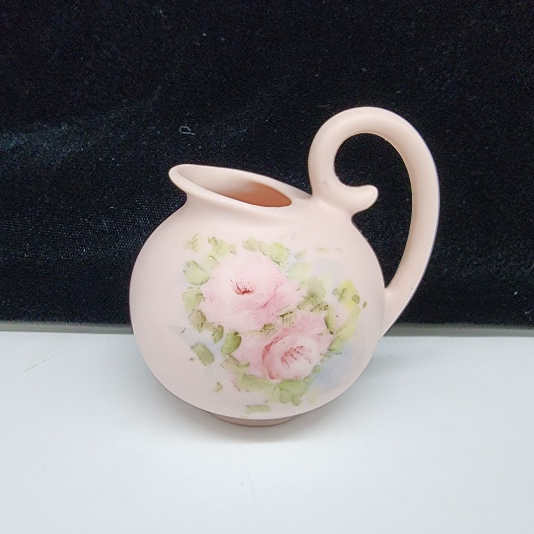 Mini Pink Dresden Porcelain Pitcher Creamer Floral Roses Stines Dresden ...