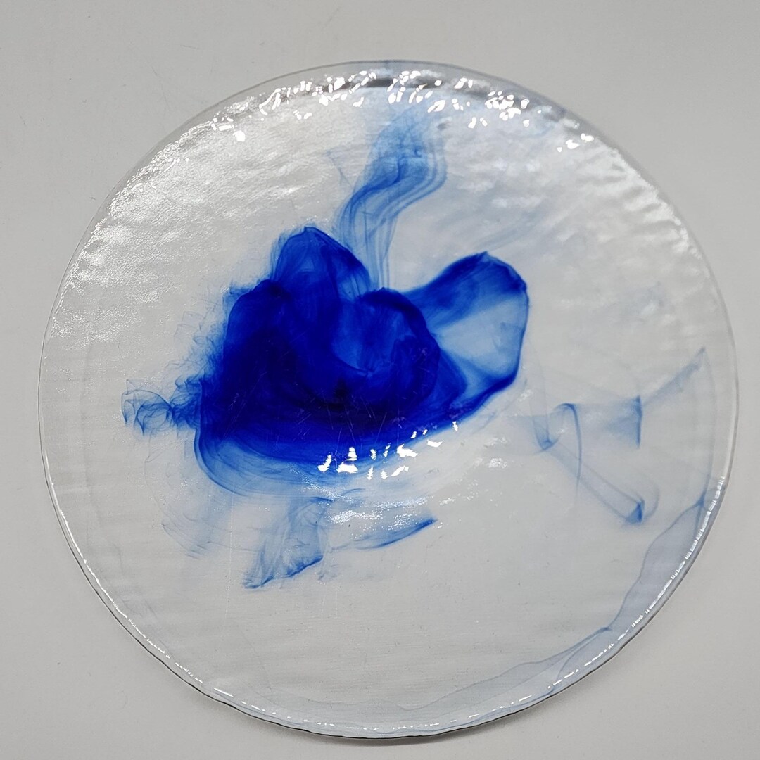 Bormioli Rocco Murano Swirl Blue Glass Dinner Plate 11" - Etsy