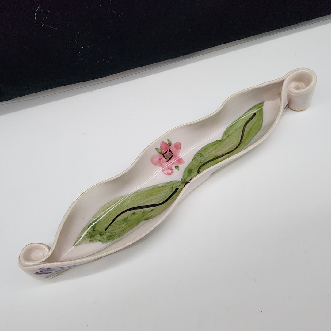 Hilborn Pottery Clay Olive Dish Floral Pinched Rolled Ends 9.5" VTG - Etsy