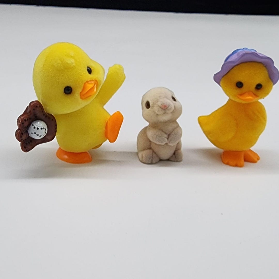 Vintage Russ Easter Cuties Flocked Duck & Bunny Figurines Baseball - Etsy