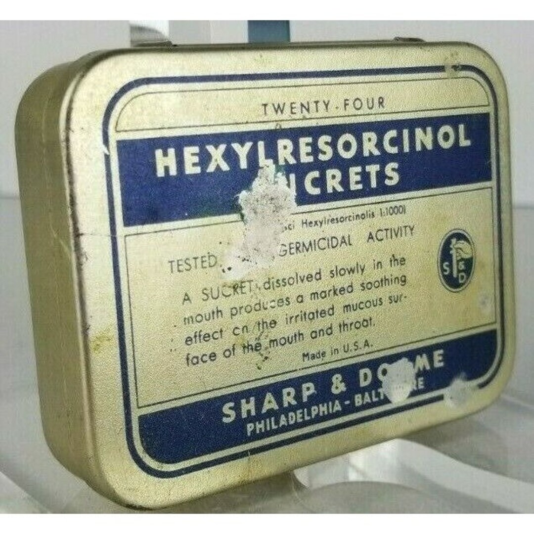 Sucrets 1930's Tin Container Apothecary Hexylresorcinol Sore From ...