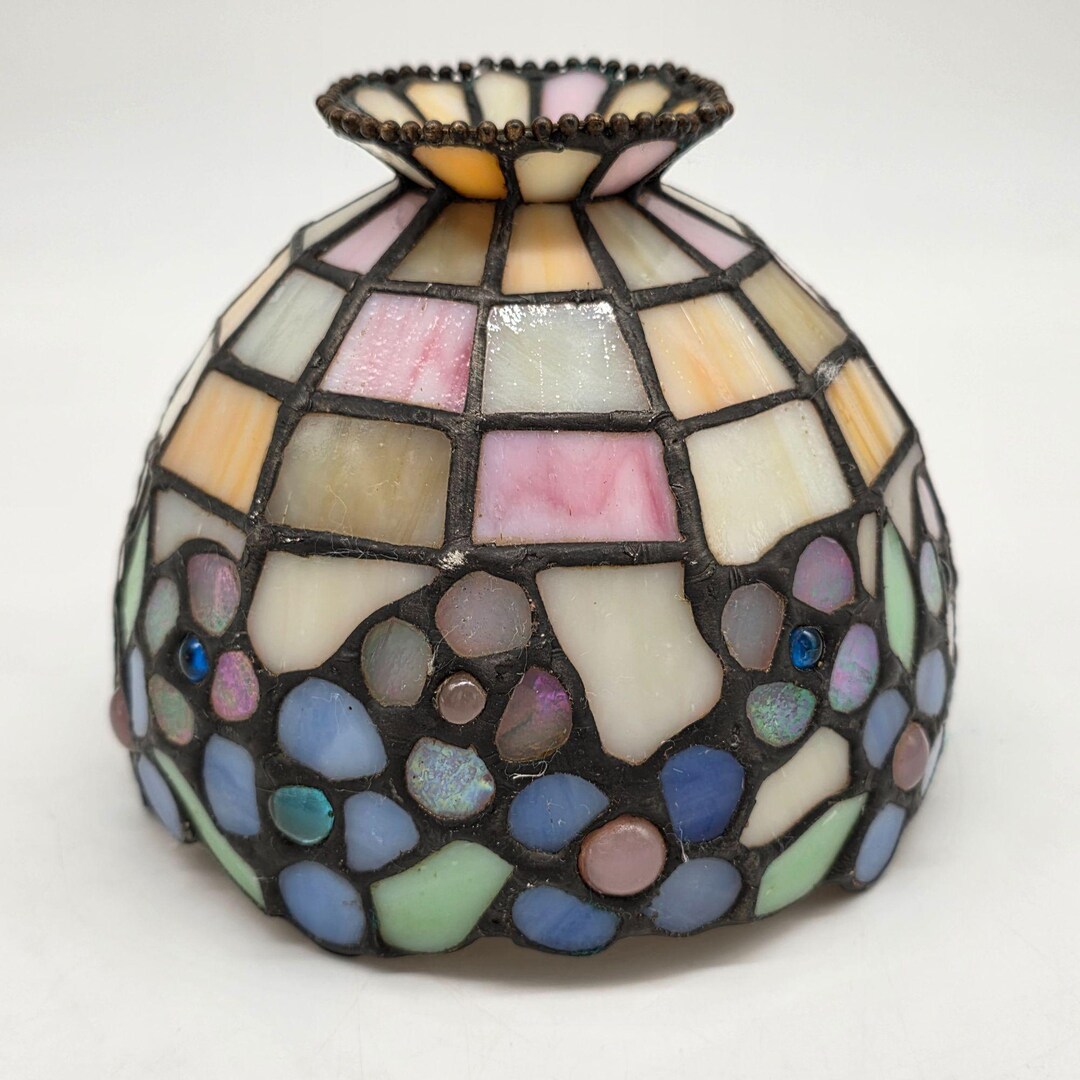 Stained Glass Mosaic Lamp Shade Multicolor Floral Pattern With ...