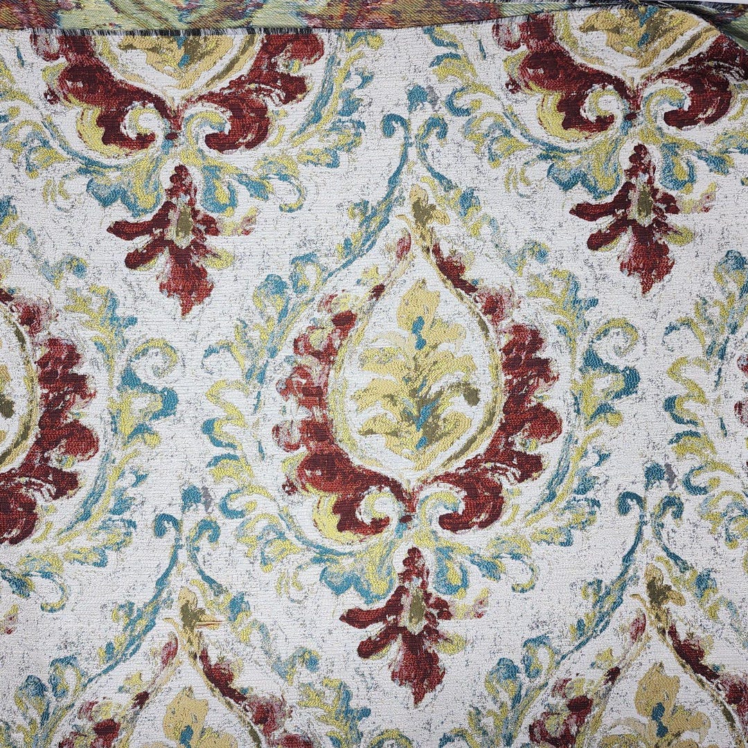 Upholstery Fabric Elegant Swirls Multicolor Red 58" X 1 Yard Vintage ...