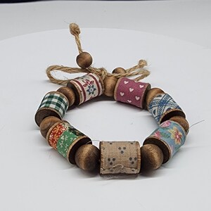 Handmade Wooden Bead Spool and Fabric Ornament Rustic Country Style - Etsy