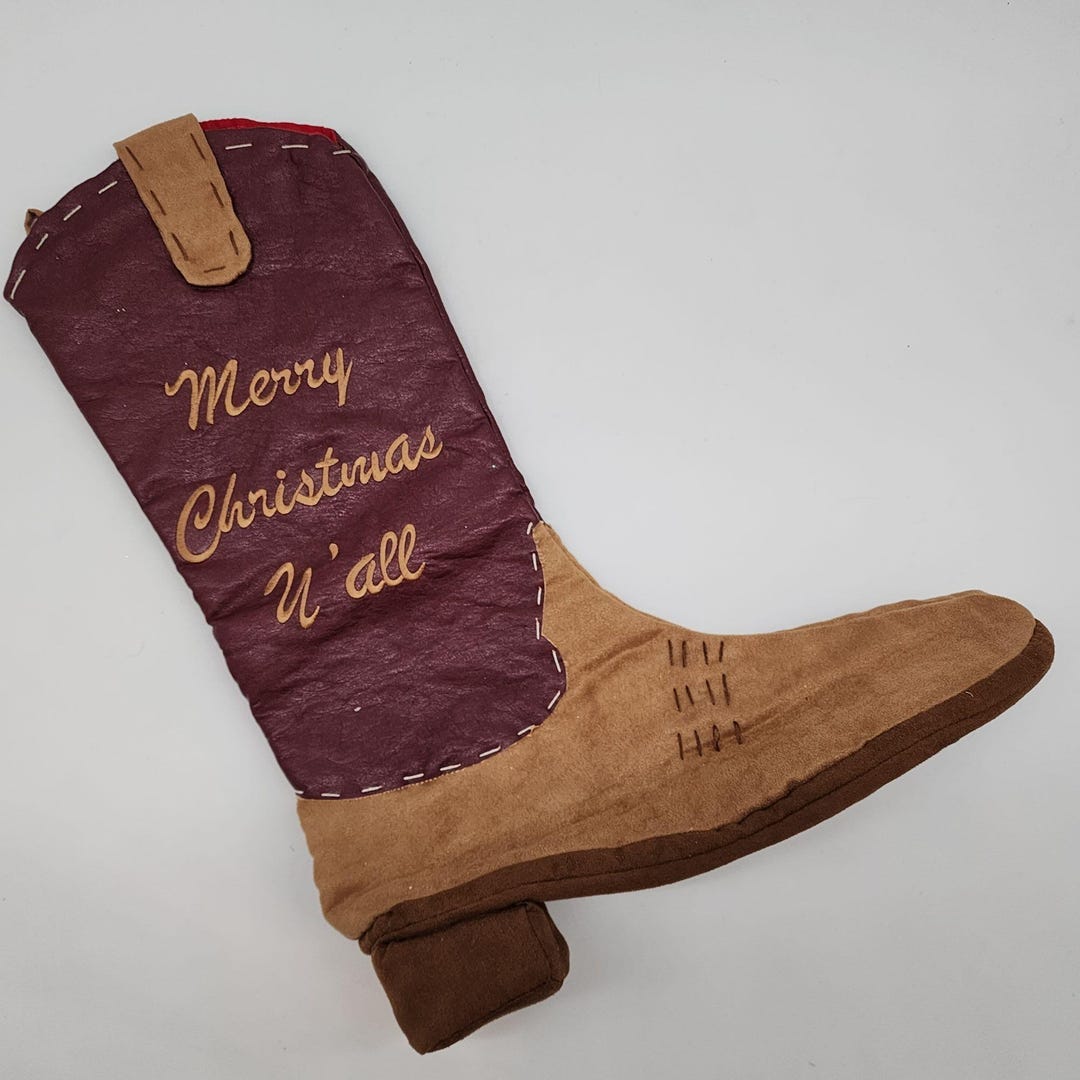 Cowboy Boot Christmas Stocking With "merry Christmas Yall" Embroidery ...