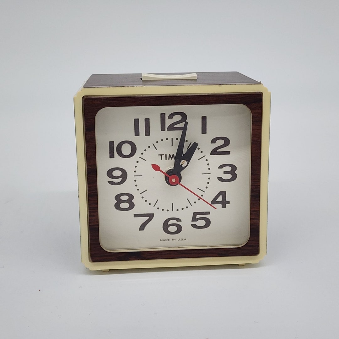 Timex Electric Alarm Clock Made in USA Vintage Retro Brown Faux Wood - Etsy
