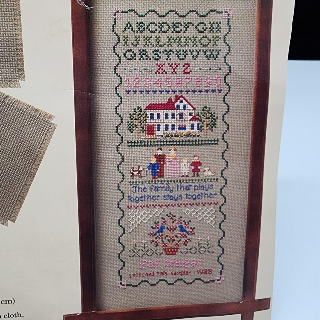 Vintage 1693 Family Sampler Cross Stitch Kit With Linen & Floss - Etsy