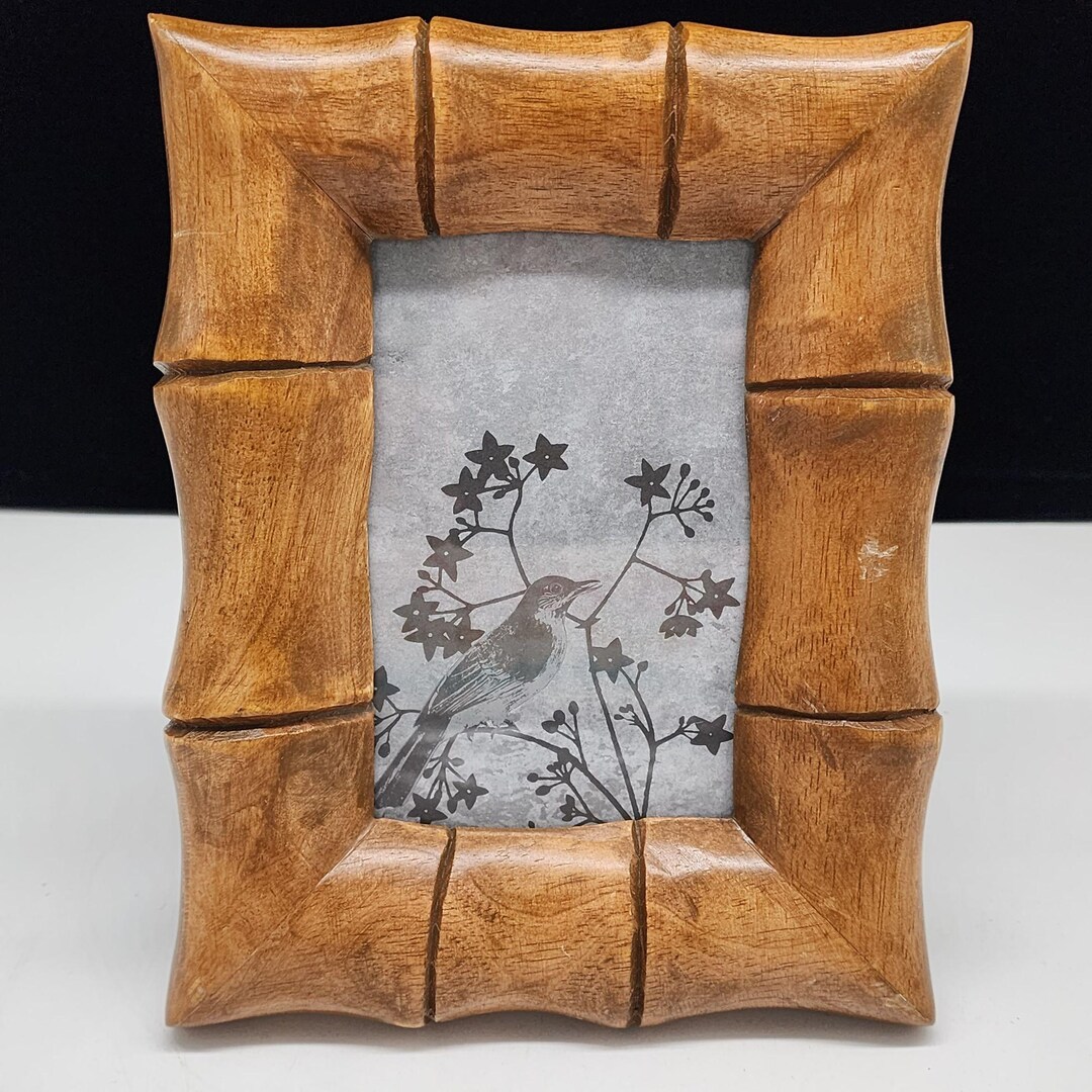 Hand-carved Wooden Picture Frame Bamboo-inspired Edges 7.25x9.25 - Etsy