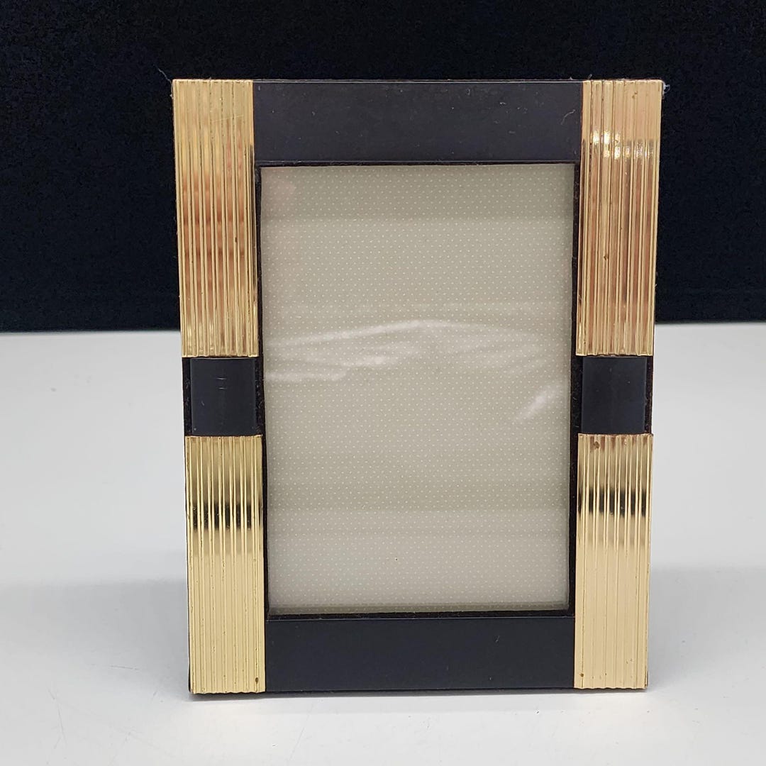 Vintage Black & Gold Ribbed Photo Frame Brass 3x4-1/2" 1990s - Etsy