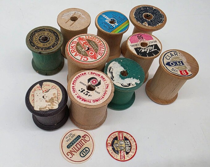 Vintage Wooden Sewing Thread Spools Lot of 10 Mixed Brands 1.5" & 2" - Etsy