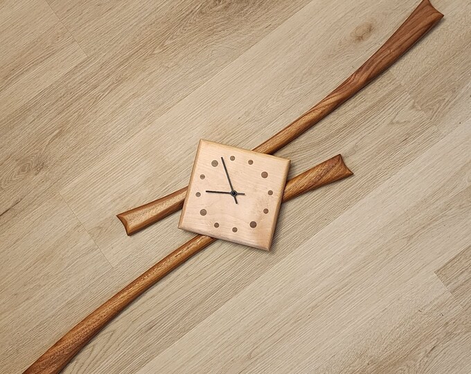 Wooden Art Stretch Clock by Steve Uren Walnut Maple or Birch Geometric ...