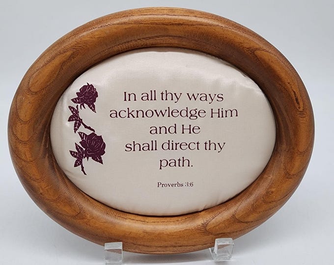 Oak Wood Oval Frame With Proverbs 3:6 Inspirational Quote & Floral ...