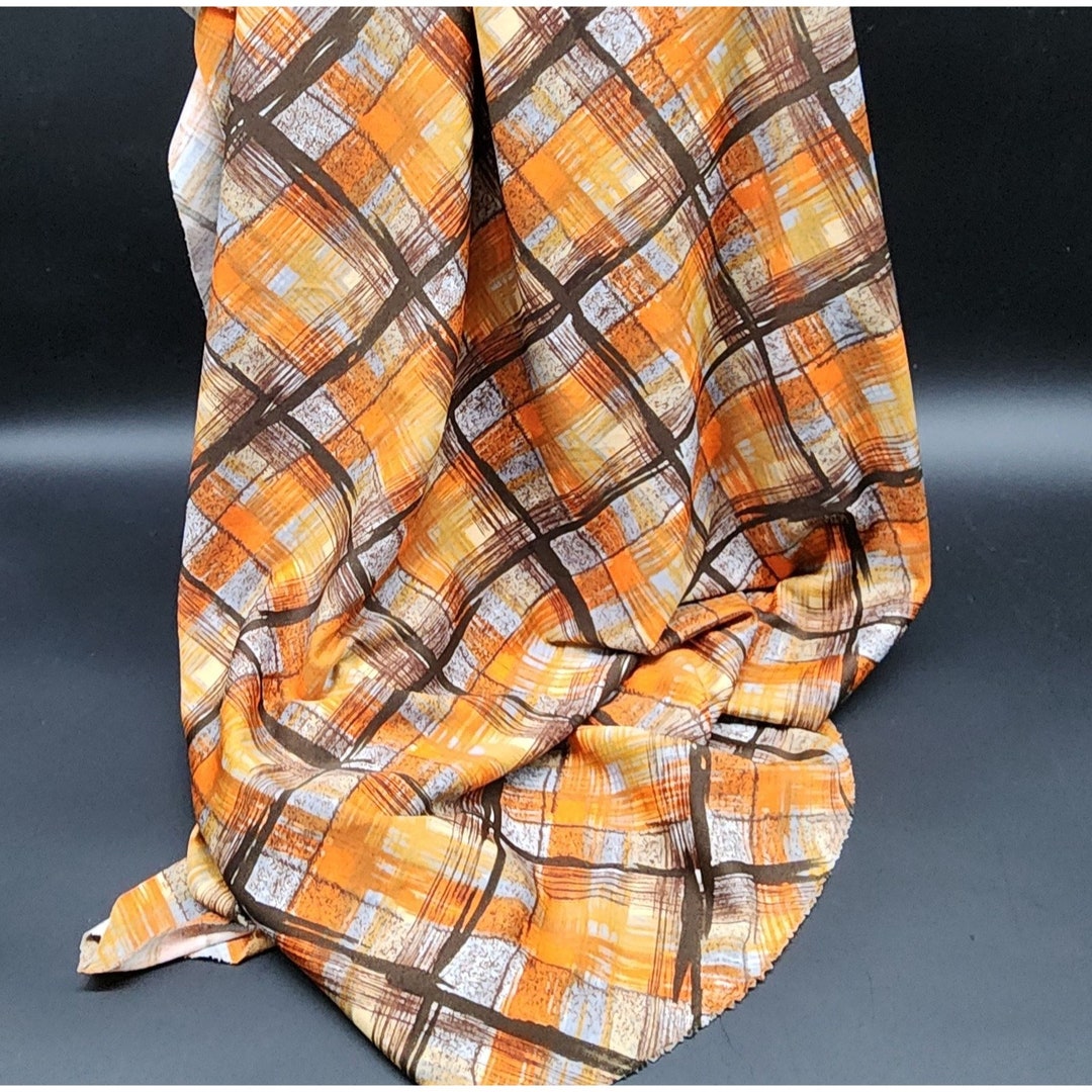 Retro Partridge Family Plaid Fabric in Orange & Brown Marsha Jan Skirt ...