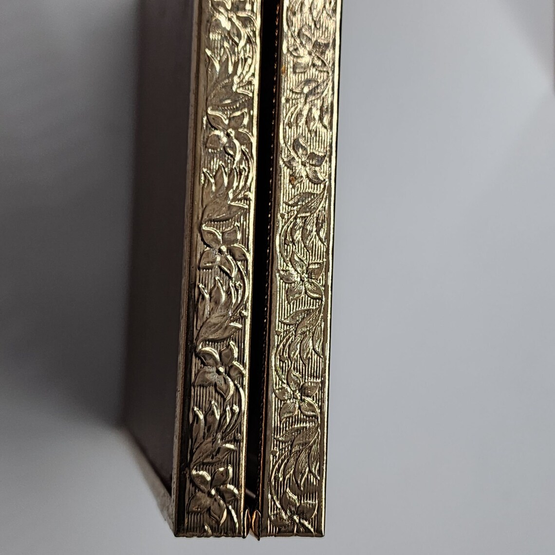 Tri-fold Picture Frame 4 Hinges Gold Tone Embossed Flowers VTG 8.25x10 ...