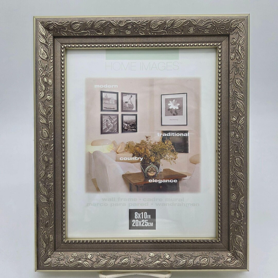 8x10 Gold Ornate Picture Frame Floral Embossing and Beaded Edge Wall or ...