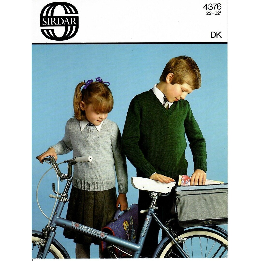 Knitting Pattern Boy Girl Sweater 22" to 32" Vintage Sirdar #4376 - Etsy
