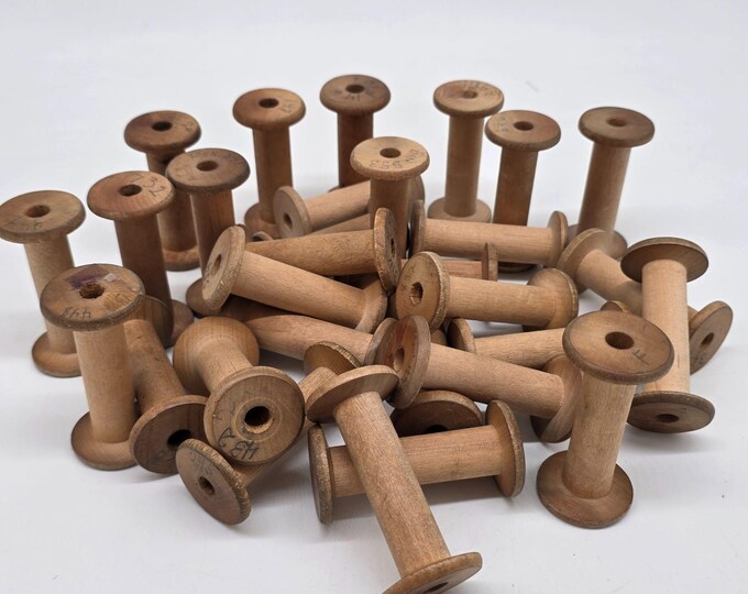 Vintage Wooden Textile Thread Spools Bulk Lot Industrial Craft Supplies ...