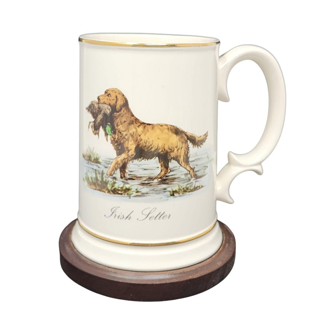 Swank Tankard Stein Mug on Wooden Stand Dog Irish Setter VTG MCM - Etsy