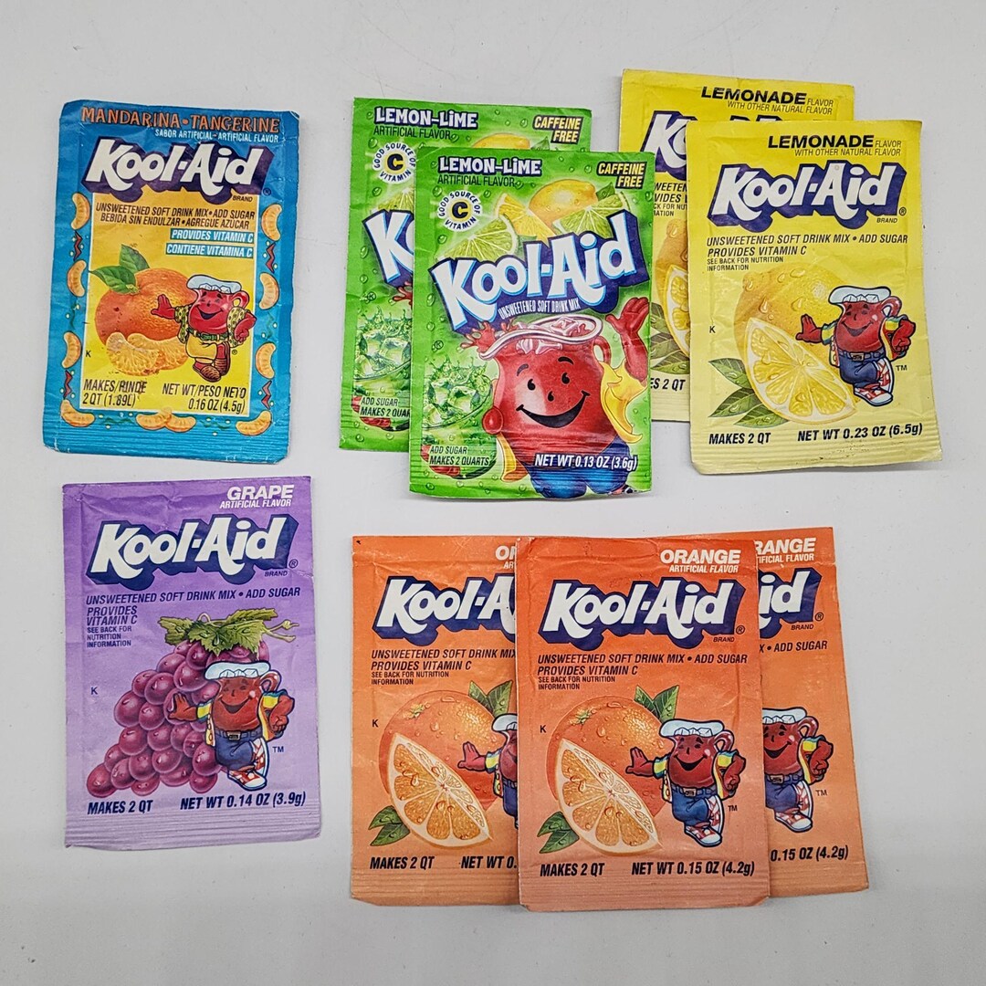 Kool-aid Lemon-lime Unsweetened Soft Drink Mix Sachets 9 Packs Vintage ...