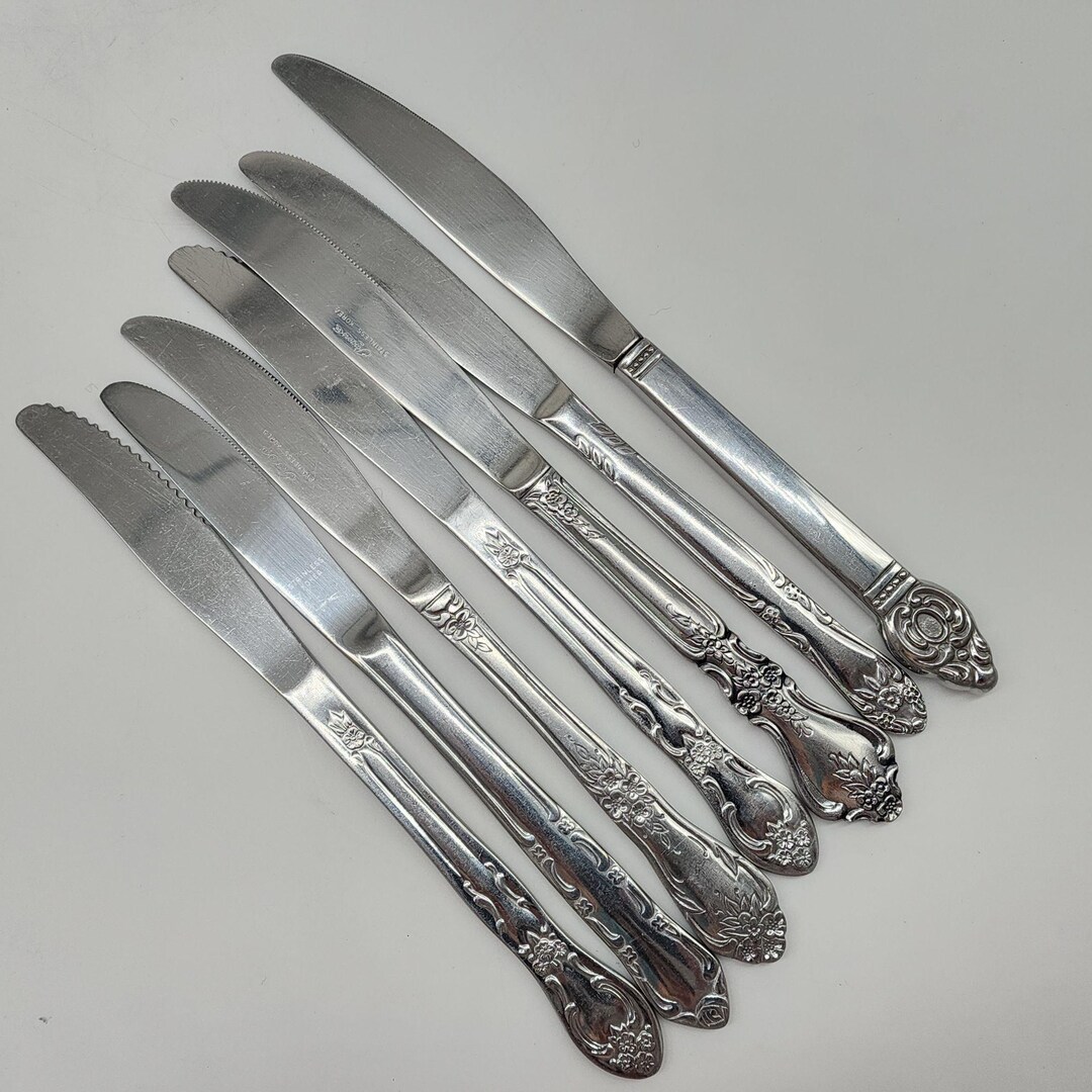 Vintage Stainless Steel Assorted Pattern Butter Knives Set of 7 Ornate ...
