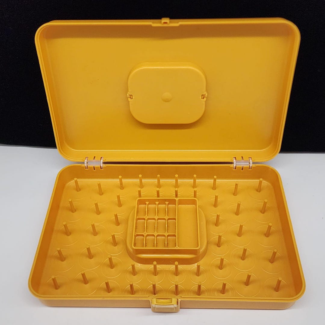 Vintage Wilson Mustard Yellow Plastic Sewing Box Organizer With Hinged ...