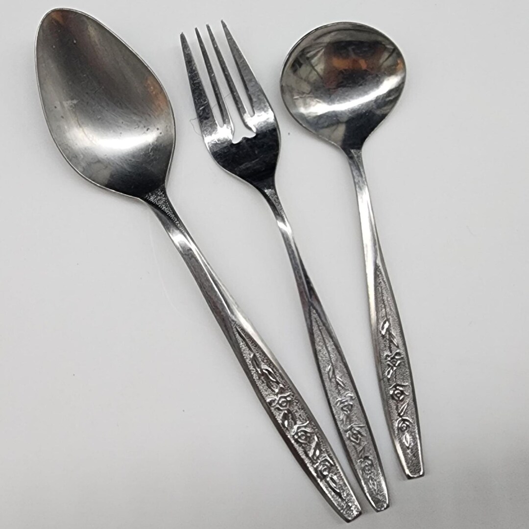 Ecko Eterna Stainless Steel Floral Flatware Silverware Tablespoon Salad ...