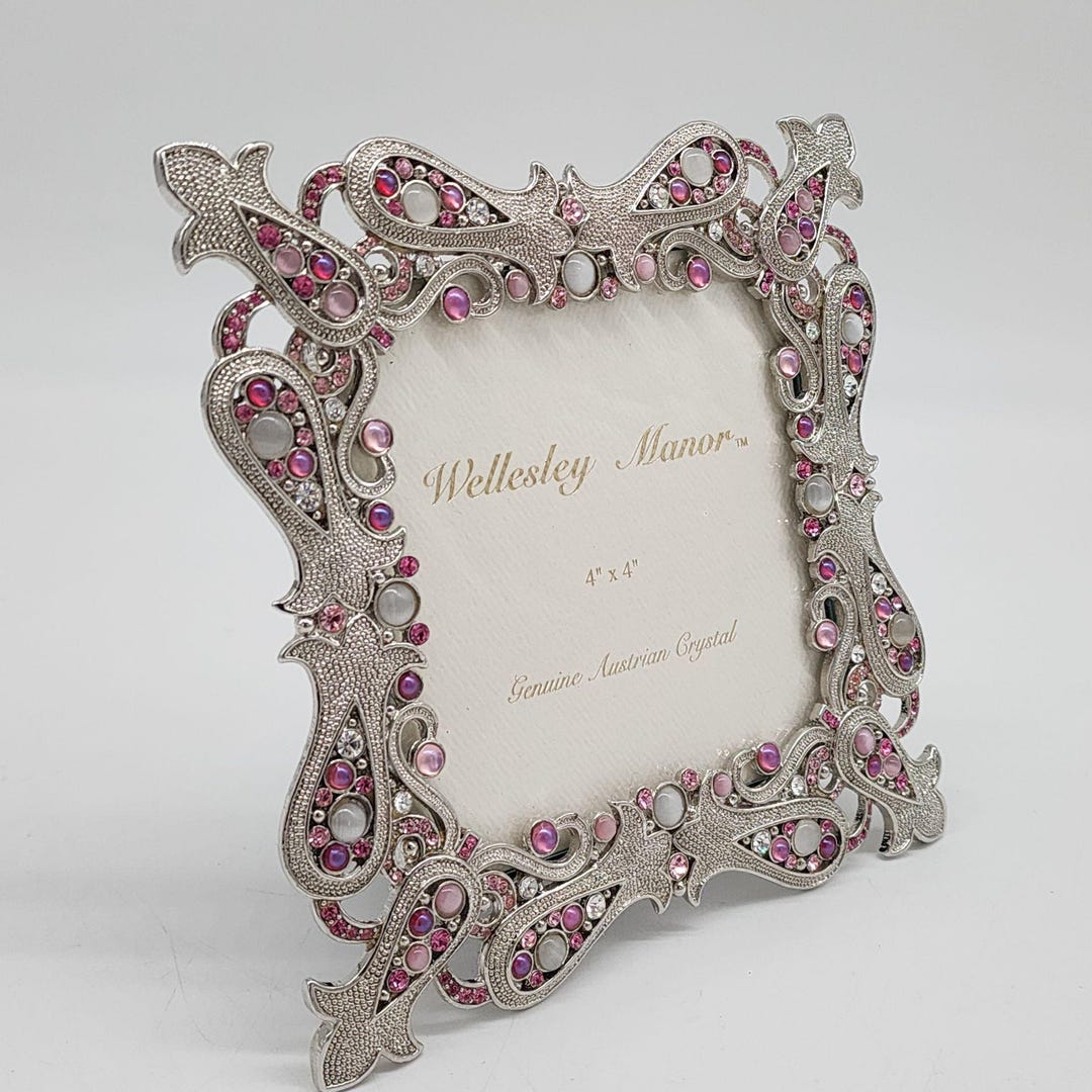 Wellesley Manor 4x4 Silver Photo Frame With Genuine Austrian Crystals ...