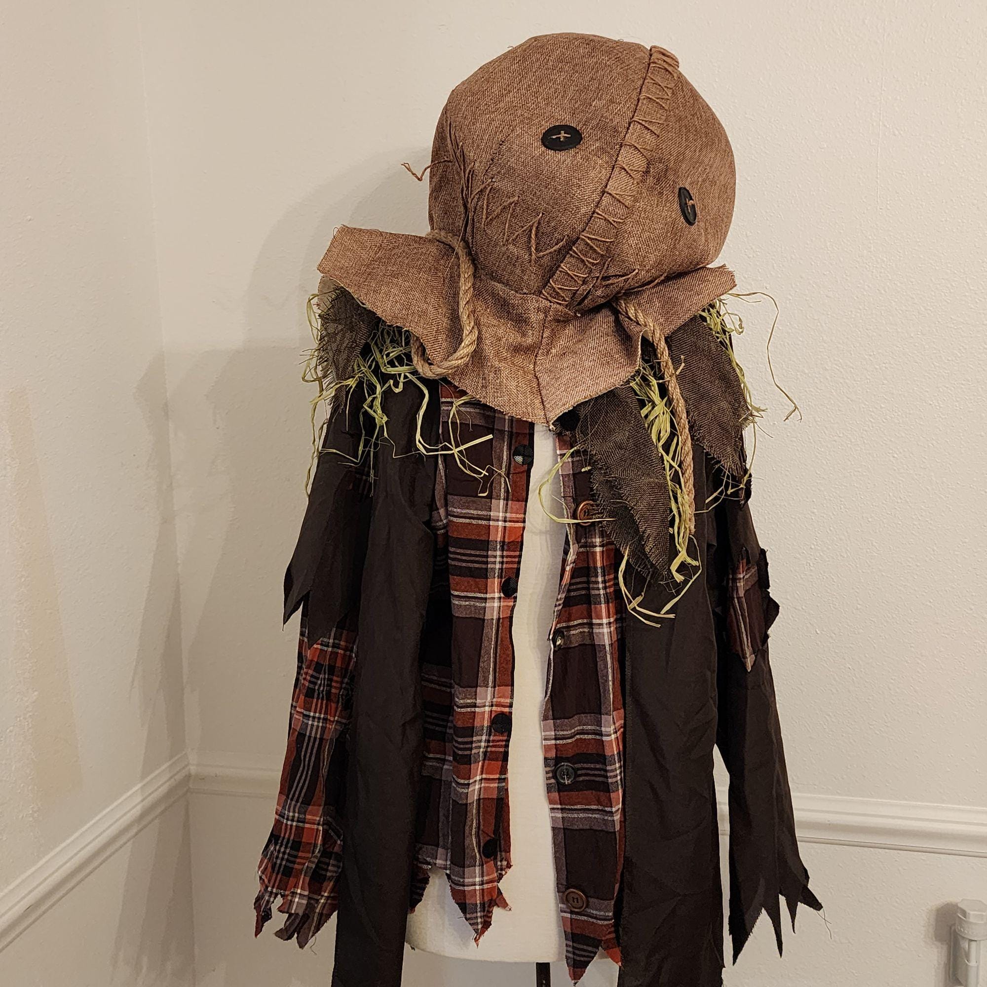 Scary Scarecrow Costume Set Brown Plaid Shirt Large Spirit Halloween Etsy