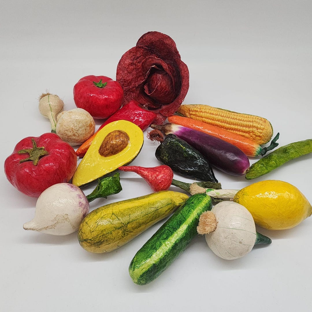 Assorted Handmade Paper Mache Fruits Vegetables Decoration Colorful ...
