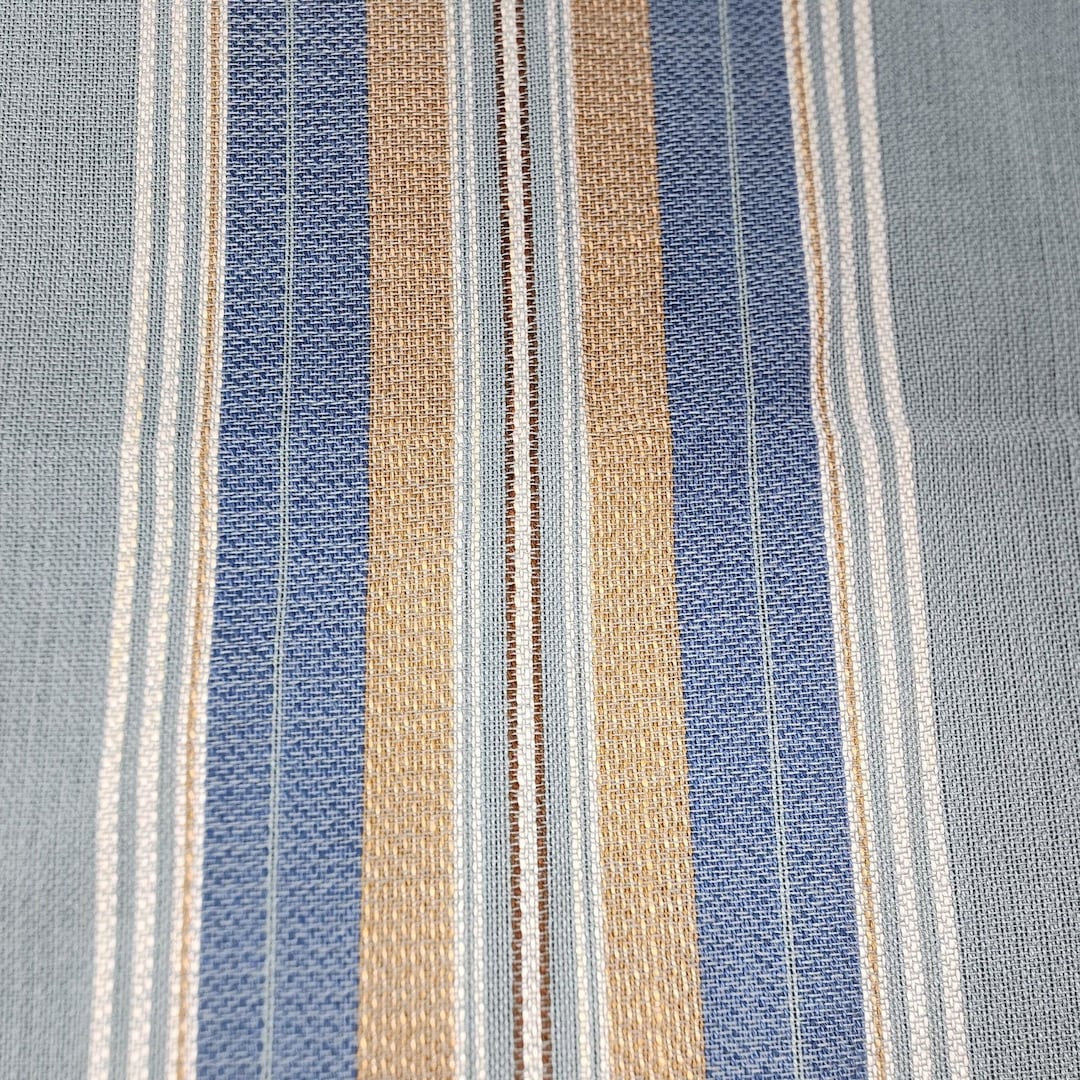 Woven Upholstery Fabric Blue Stripe Polyester 19" Wide 1 Yard Vintage ...