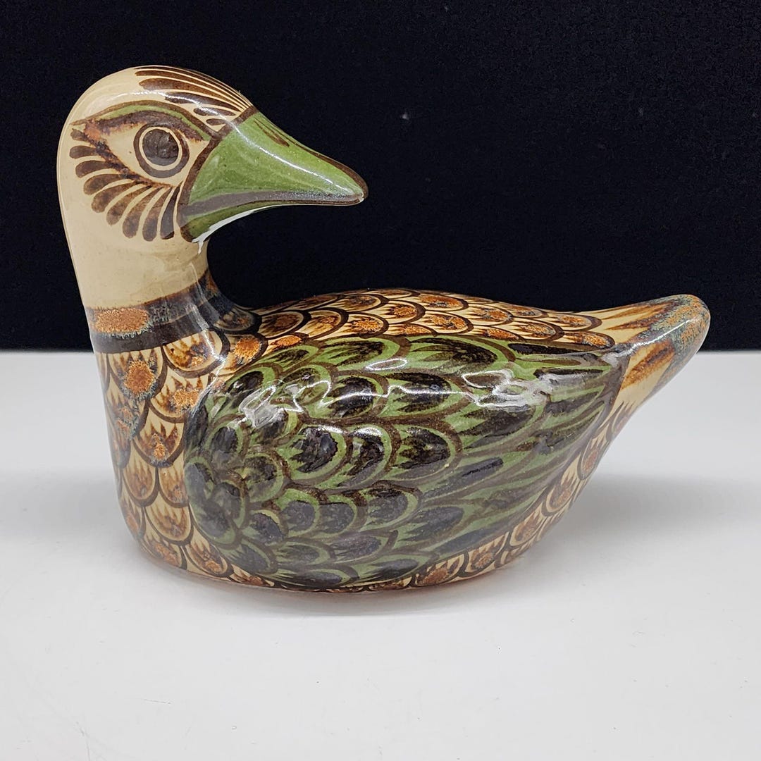 Handcrafted Mexican Pottery Duck Figurine With Intricate Design Vibrant ...