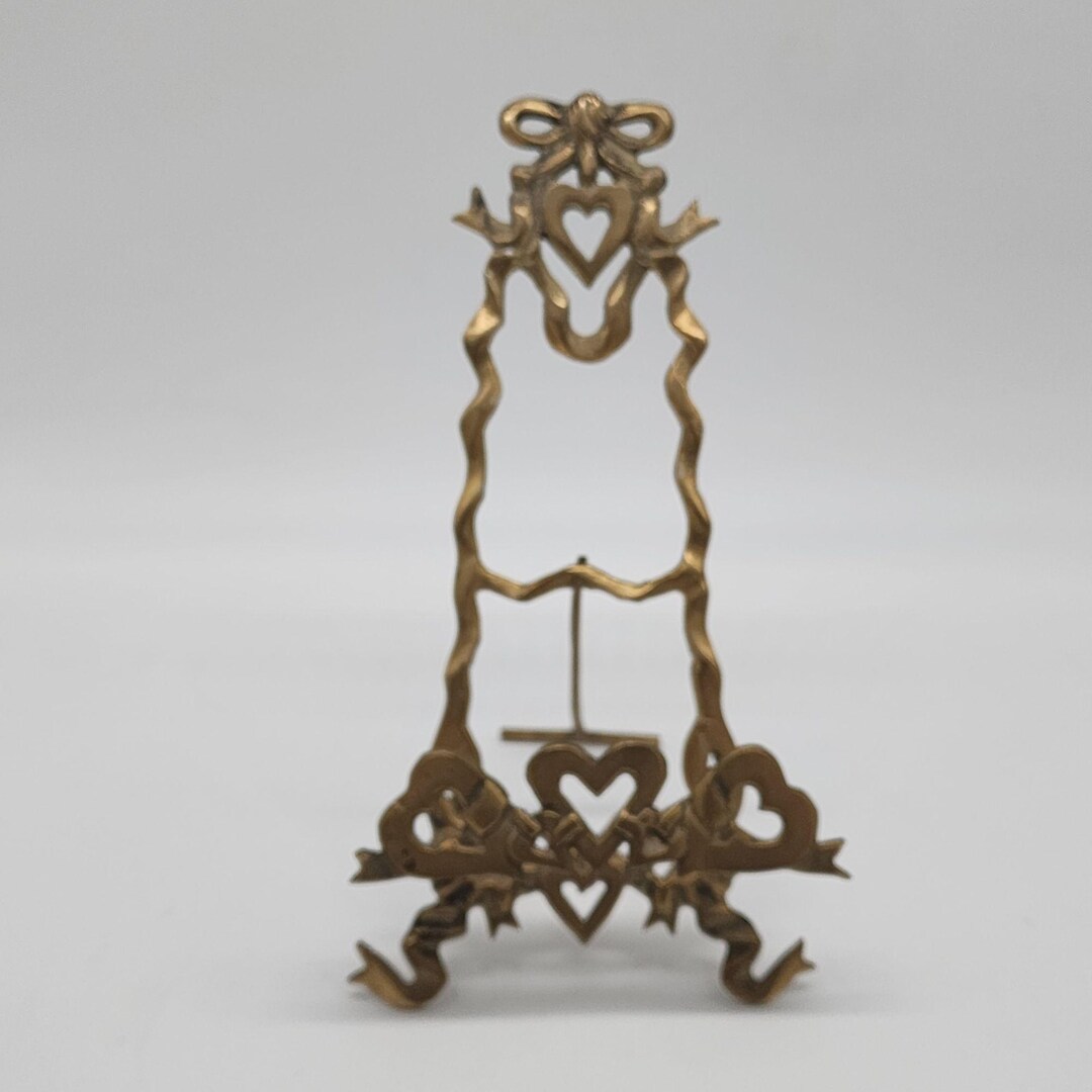 Decorative Brass Easel Stand With Heart & Bow Design 10x5 Photo Art ...