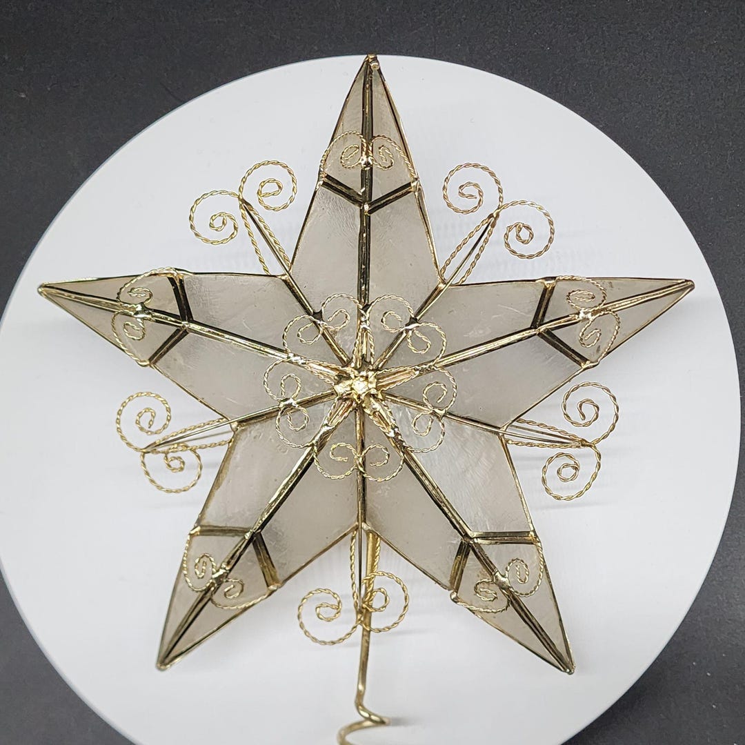 Vintage Gold Wire Capiz Shell Christmas Tree Topper Star 8 - Etsy