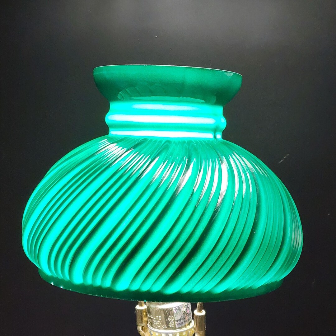Vintage Emerald Green Swirled Glass Student Lamp Shade 6 Tall - Etsy
