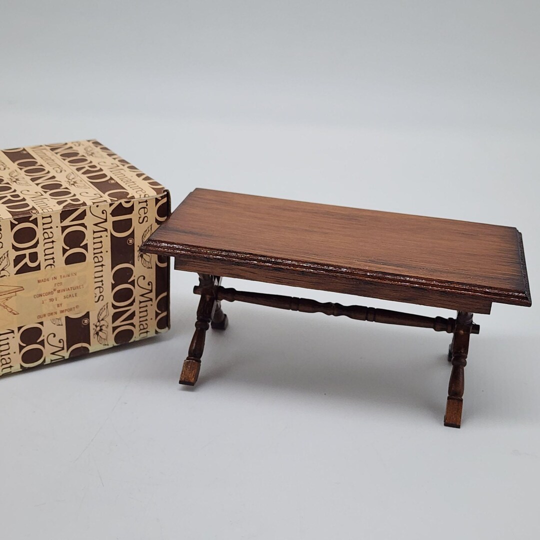 Vintage Concord Miniatures Wooden Dining Table Doll House Furniture 1:1 ...
