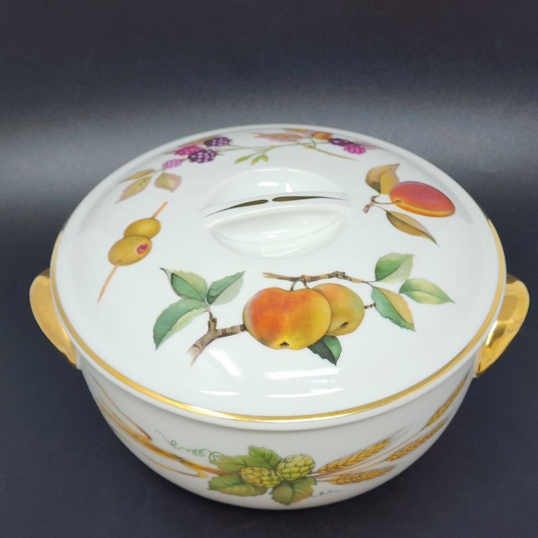 Royal Worcester Evesham Covered Casserole Serving Bowl Soup Vegetable 7 ...