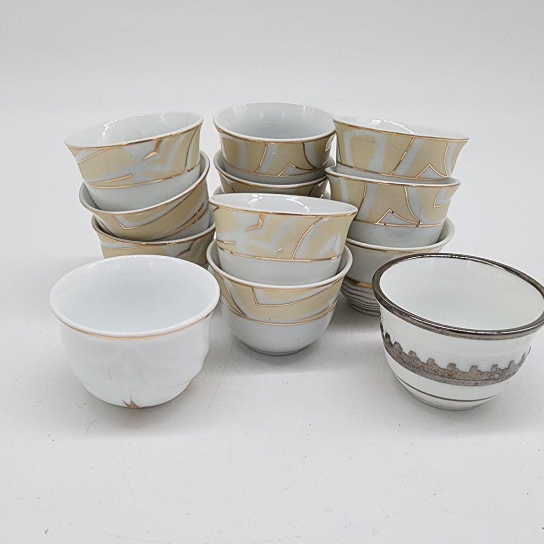 Yamato Royalty ENA Fine China Sake Tea Cups White Gold & Silver Trim ...