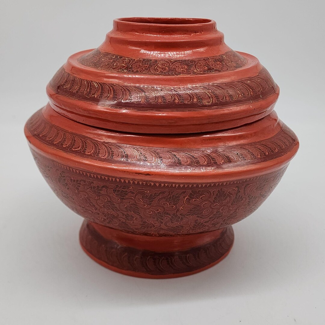Antique Vintage Burmese Lacquerware Offering Vessel Tureen - Etsy