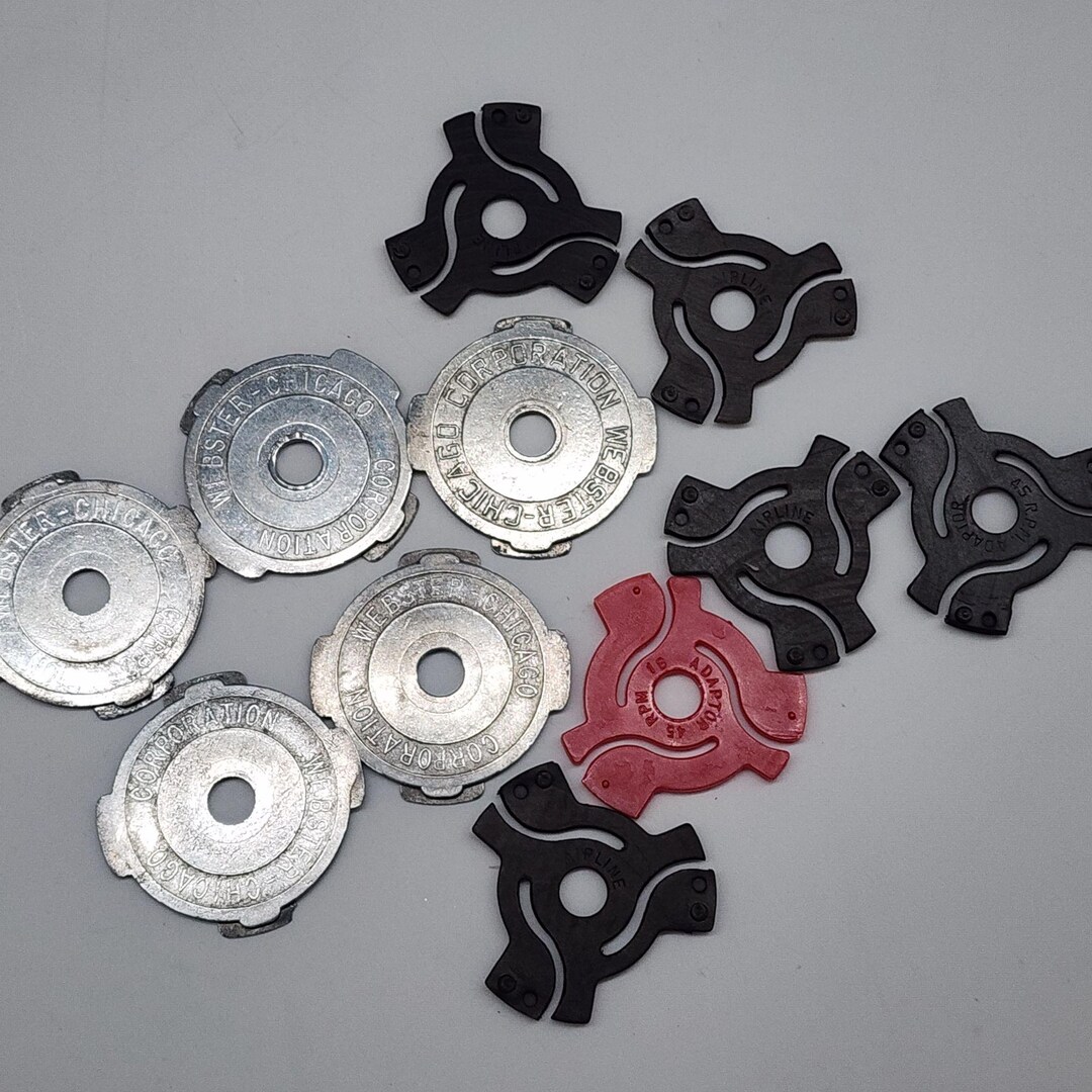 Vintage Webster Chicago 45 Record Spindle Inserts Plastic and Metal Lot ...