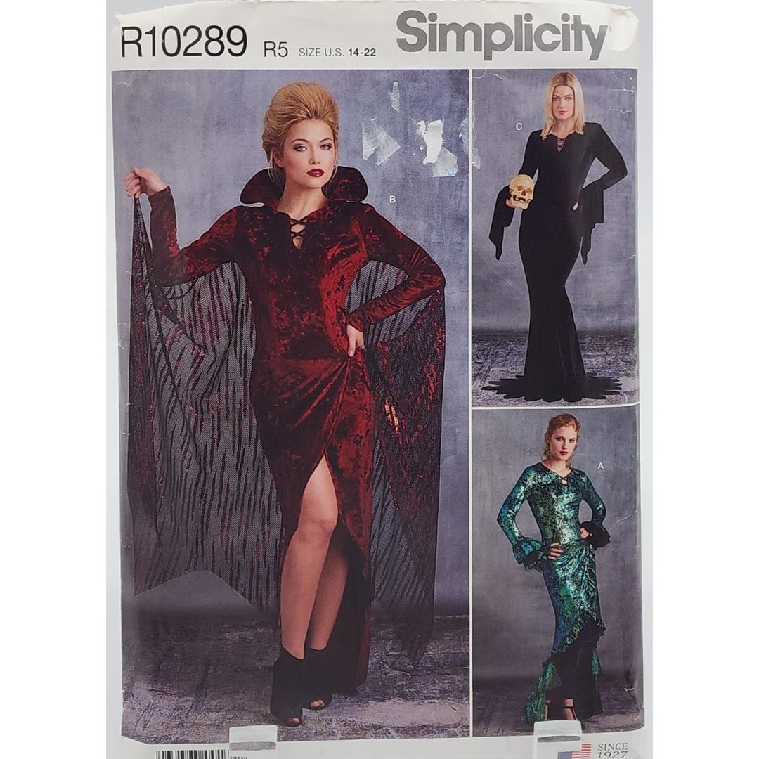 Simplicity Pattern Costumes Dracula Misses' Dress Size 14-22 #R10289 ...