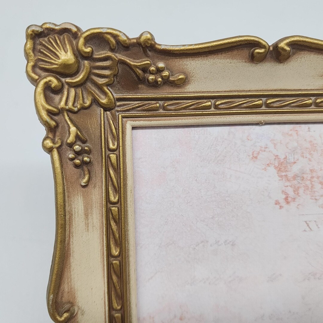 Vintage Baroque Style Ornate Gold and White Picture Frame 5x7 Inches ...