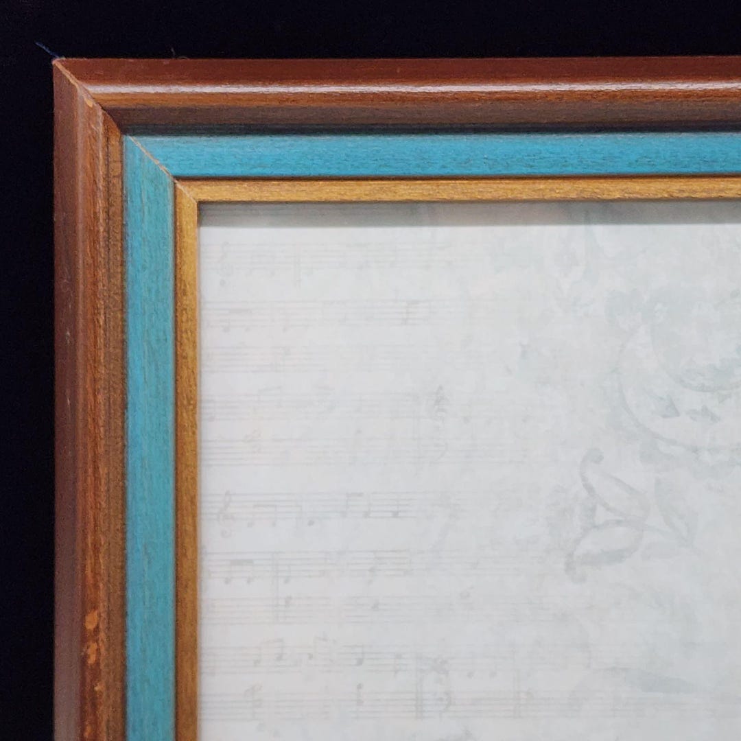 Vintage MCM Wood Gold & Teal Picture Frame 8x10 Wall Mount - Etsy