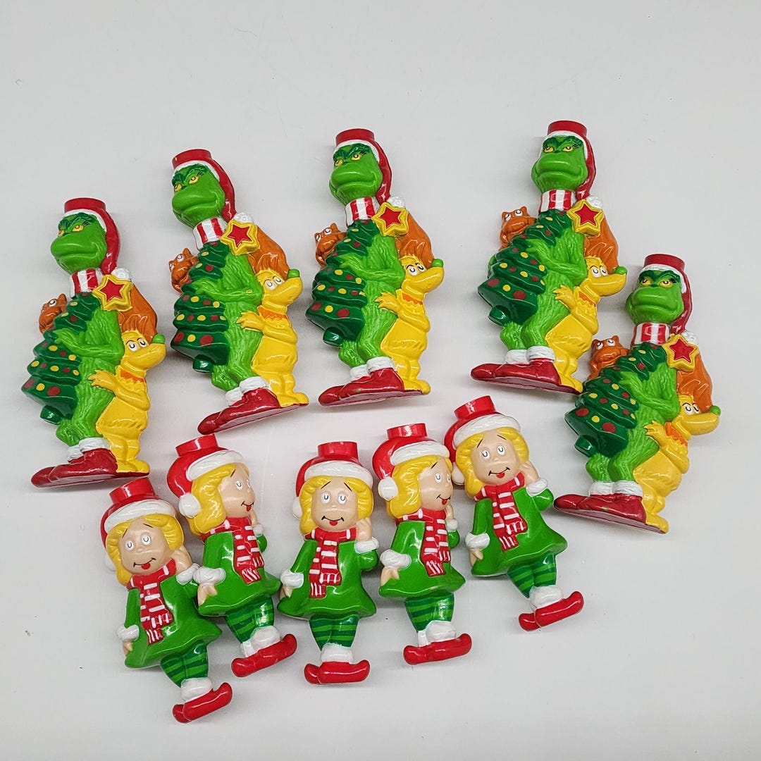 Grinch & Cindy Lou Who Plastic Christmas Light Covers Figures Set of 10 ...