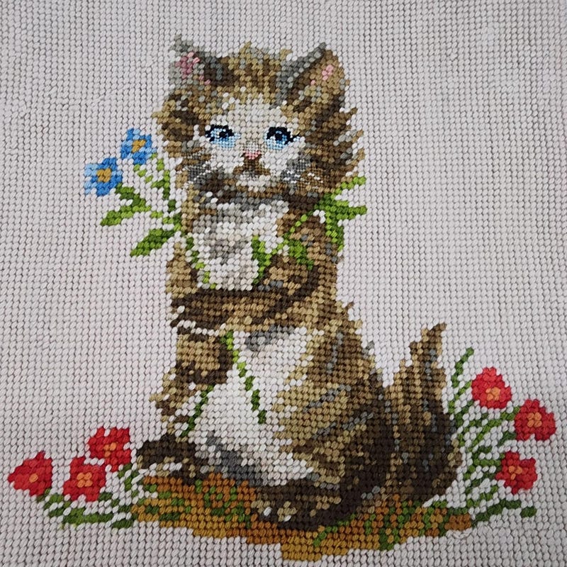 Cat Needlepoint - Etsy