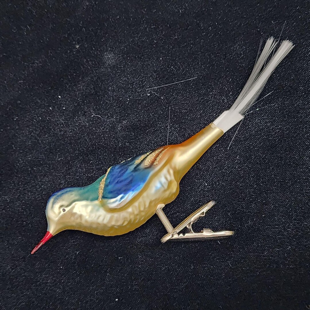 Vintage Hand Painted Glass Bird Figure Ornament With Clip 6" - Etsy