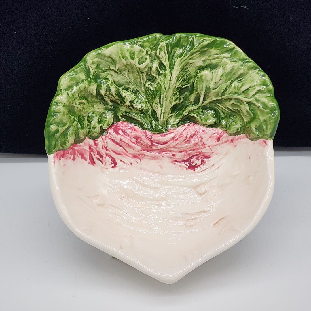 Olfaire Portugal Ceramic Radish Turnip Bowl Dish Majolica Style Vintage ...