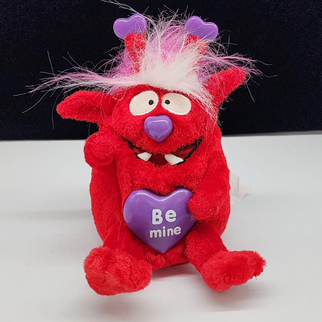 Vintage Gemmy Animated Monster Red Valentines Day Plush Be Mine Heart ...