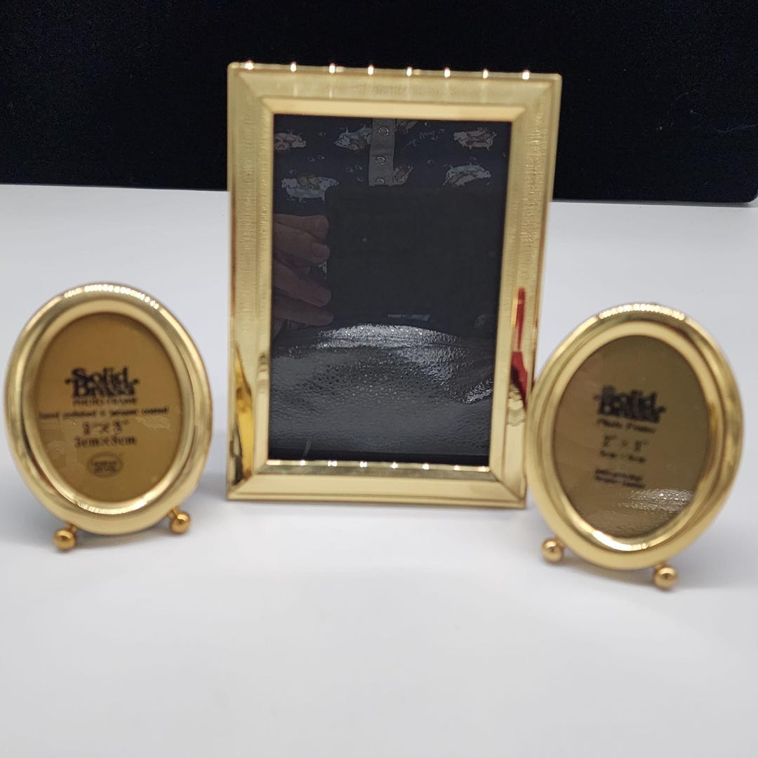 Solid Brass Photo Frame Set of 3 Hand Polished & Lacquer Coated 2"x3" 3 ...