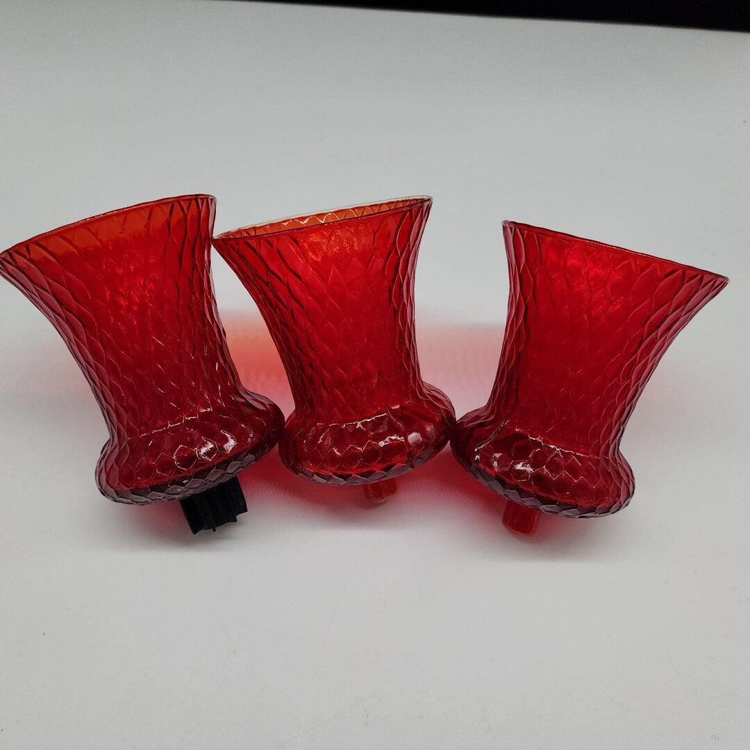 Red Glass Peg Sconce Ruby Diamond Set of 3 Vintage Made in Italy VTG ...